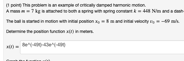 Solved (1 point) This problem is an example of critically | Chegg.com