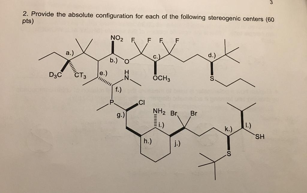 Solved 3 2. Provide the absolute configuration for each of | Chegg.com