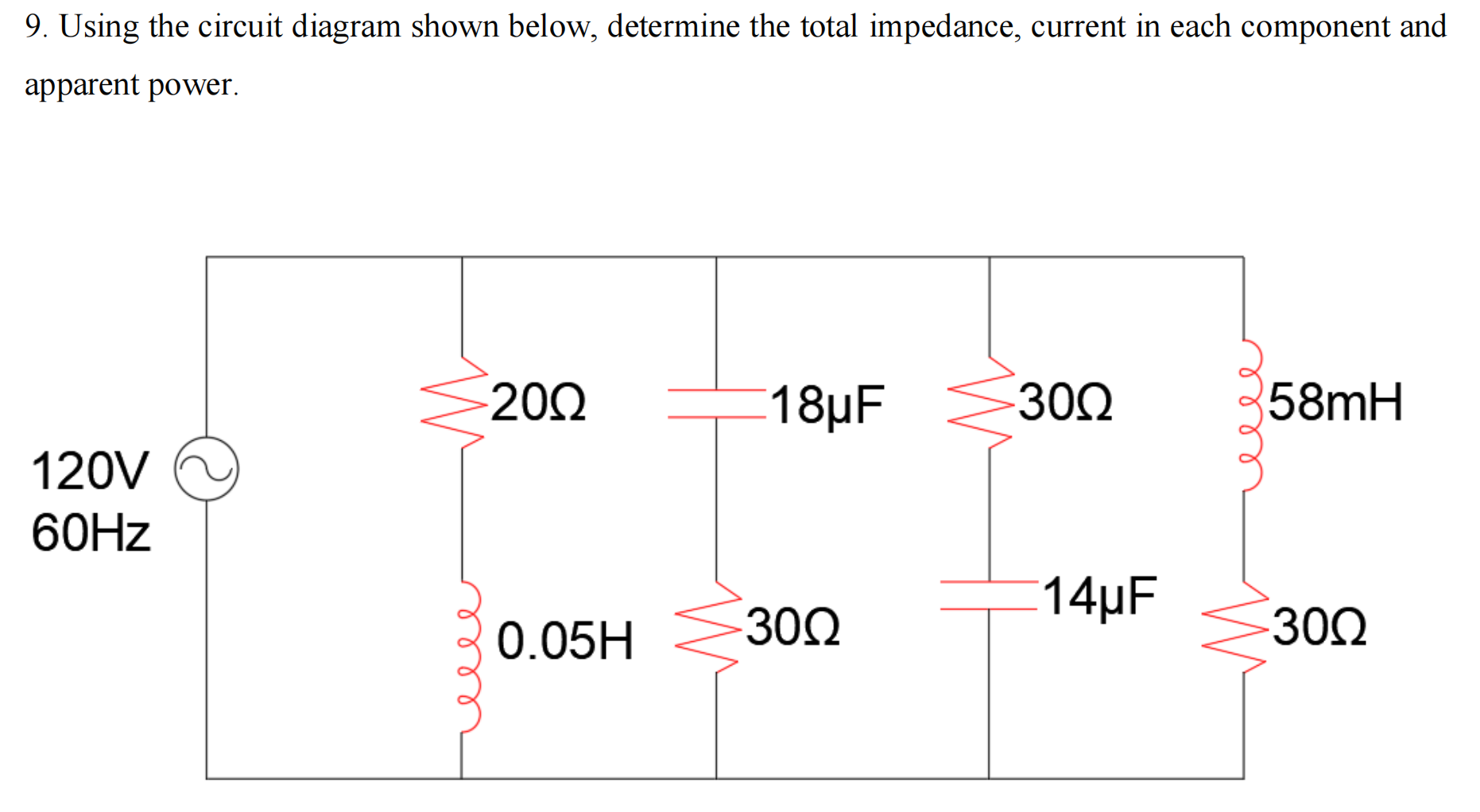 Solved Using the circuit diagram shown below, determine the | Chegg.com