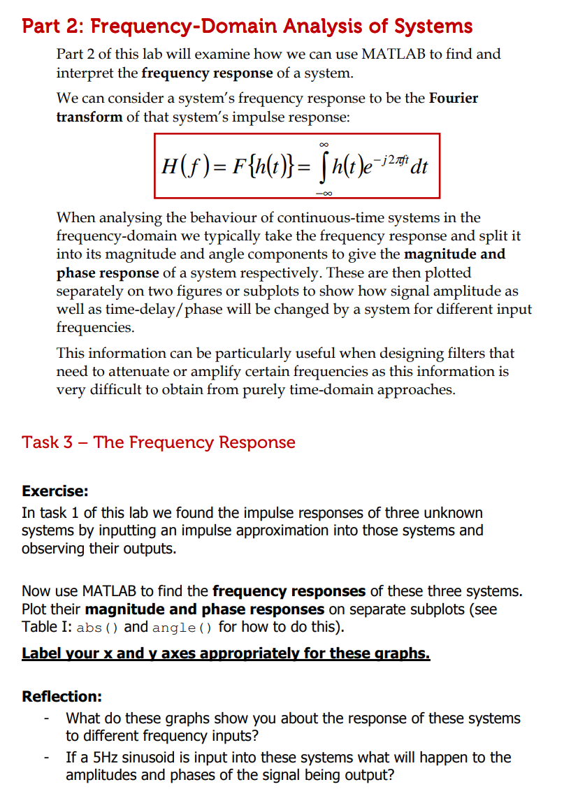 Solved Part 2: Frequency-Domain Analysis of SystemsPart 2 | Chegg.com
