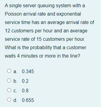 Solved A single server queuing system with a Poisson arrival | Chegg.com