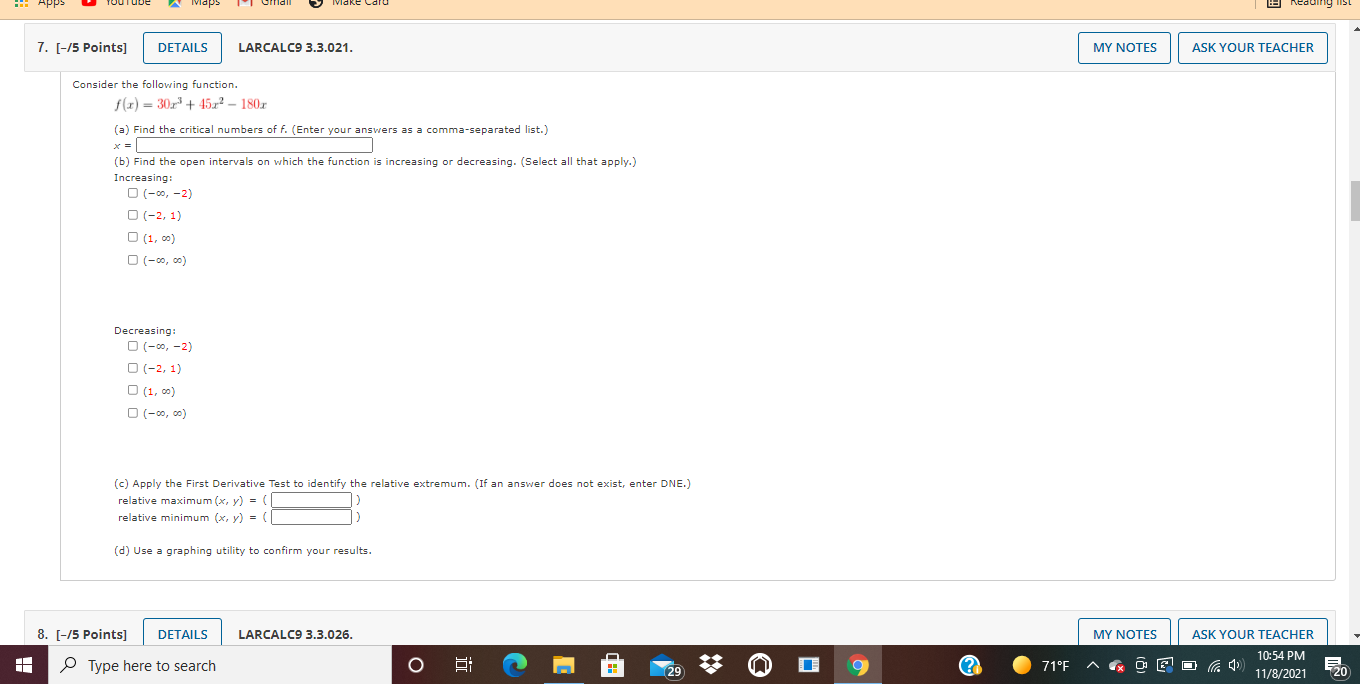 Solved 7. [-15 Points] DETAILS LARCALC9 3.3.021. MY NOTES | Chegg.com