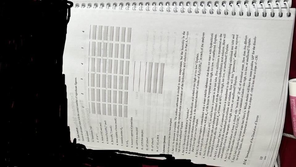 Solved Experiment 26 Report Sheet Thermodynamics of the | Chegg.com