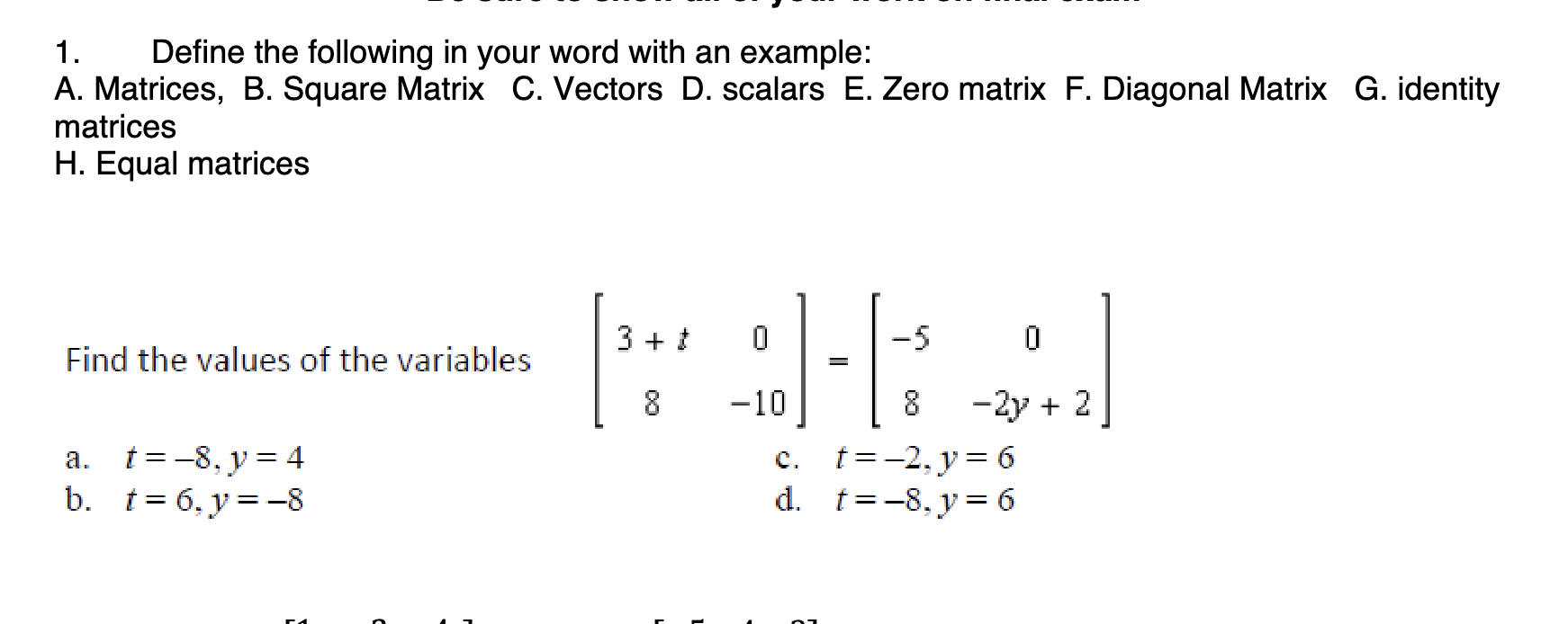 Solved Define the following in your word with an example:A. | Chegg.com