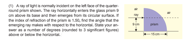 Solved air air ray (1) A ray of light is normally incident | Chegg.com