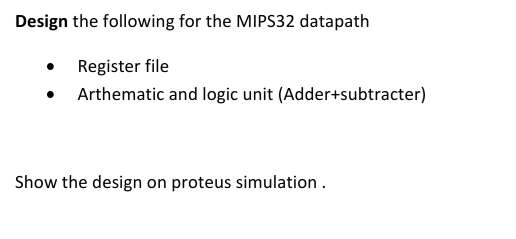 Design the following for the MIPS32 datapath Register | Chegg.com