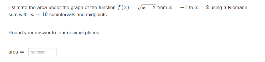 Solved Estimate the area under the graph of the function | Chegg.com