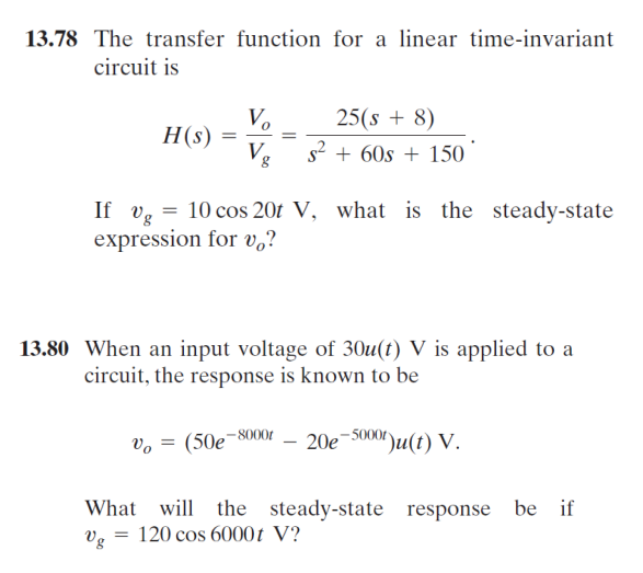 Solved 13.78 The transfer function for a linear | Chegg.com