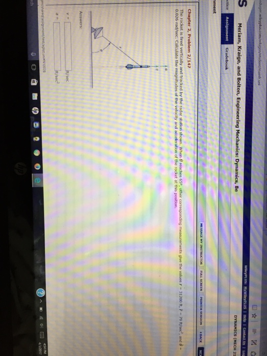 Solved The rocket is fired vertically and tracked by the | Chegg.com