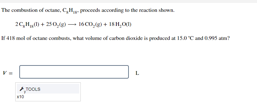 Solved The combustion of octane, C8H18, proceeds according | Chegg.com