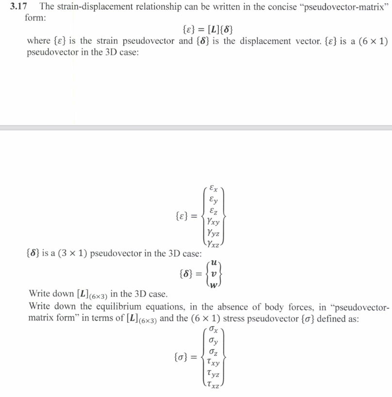 Solved The strain-displacement relationship can be written | Chegg.com