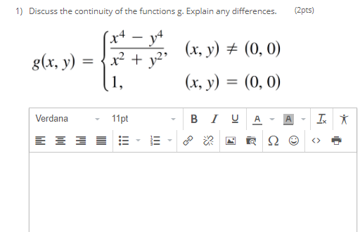 Solved 1) Discuss the continuity of the functions g. Explain | Chegg.com