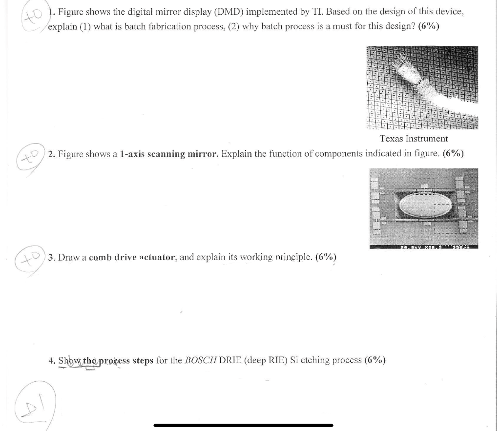 Solved 1. Figure shows the digital mirror display (DMD) | Chegg.com