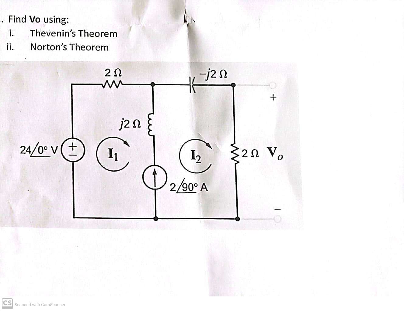 Solved Find Vo using: i. Thevenin's Theorem ii. Norton's | Chegg.com