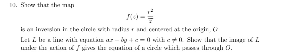 Solved Show that the mapf(z)=r2?bar (?bar (z))is an | Chegg.com