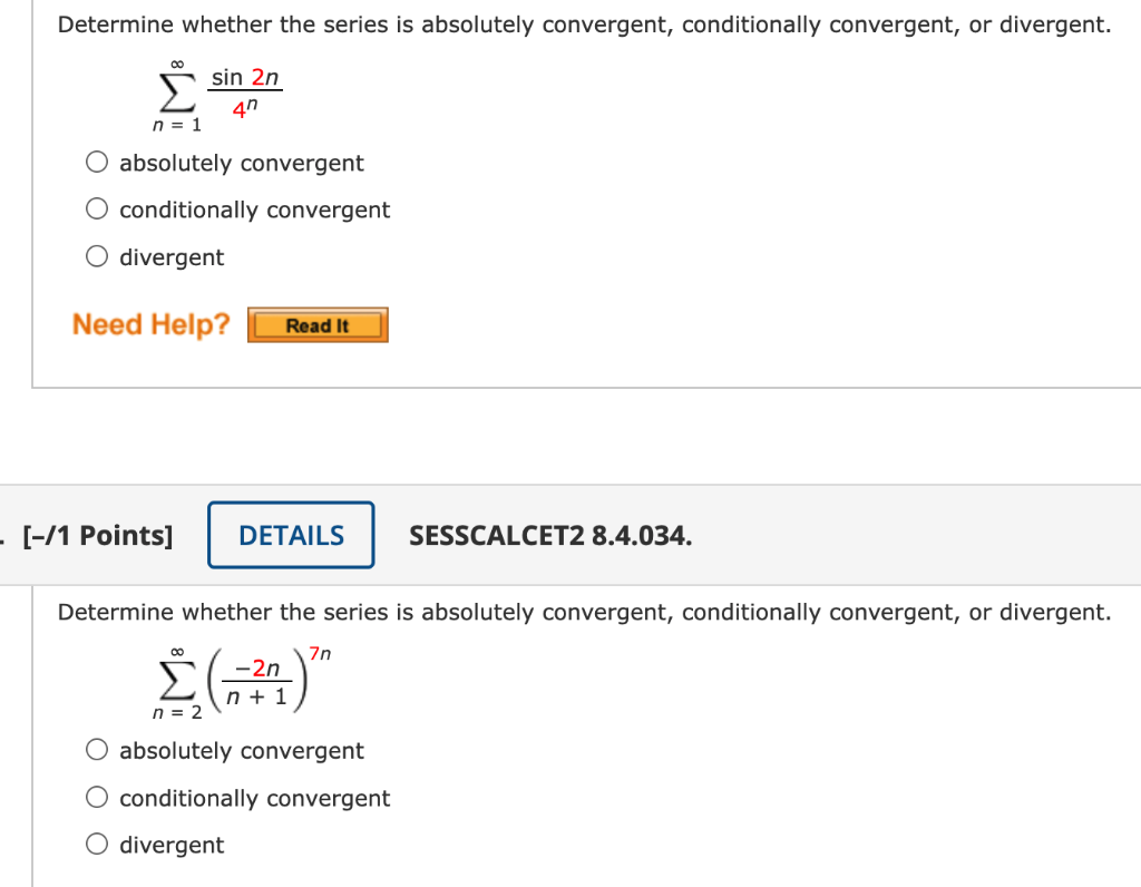 Solved Determine whether the series is absolutely | Chegg.com