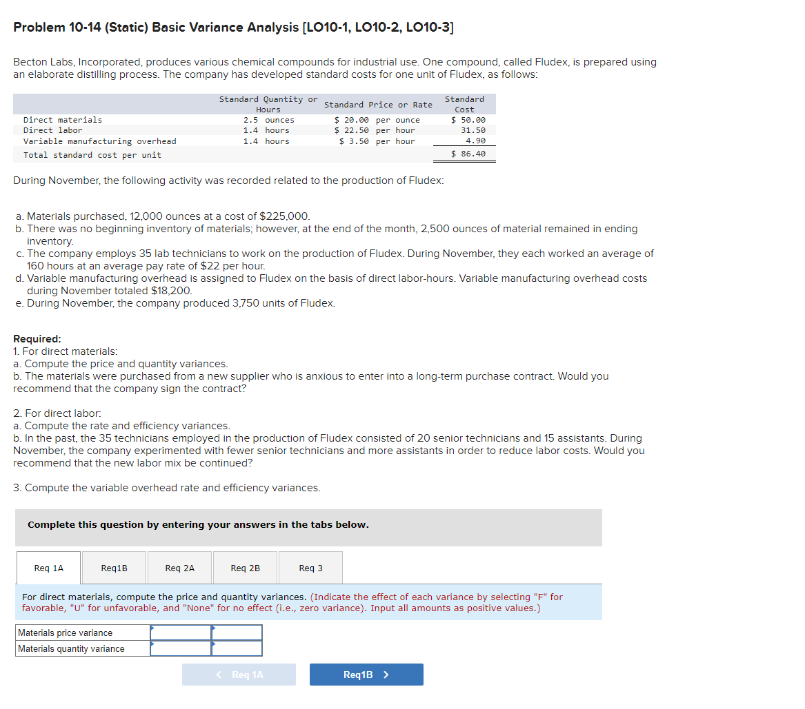Solved Problem 10 14 Static Basic Variance Analysis 4038