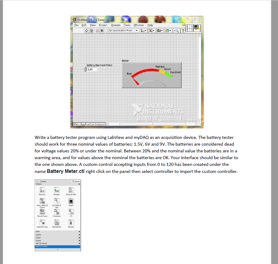 Solved Write A Battery Tester Program Using Labview And 1334