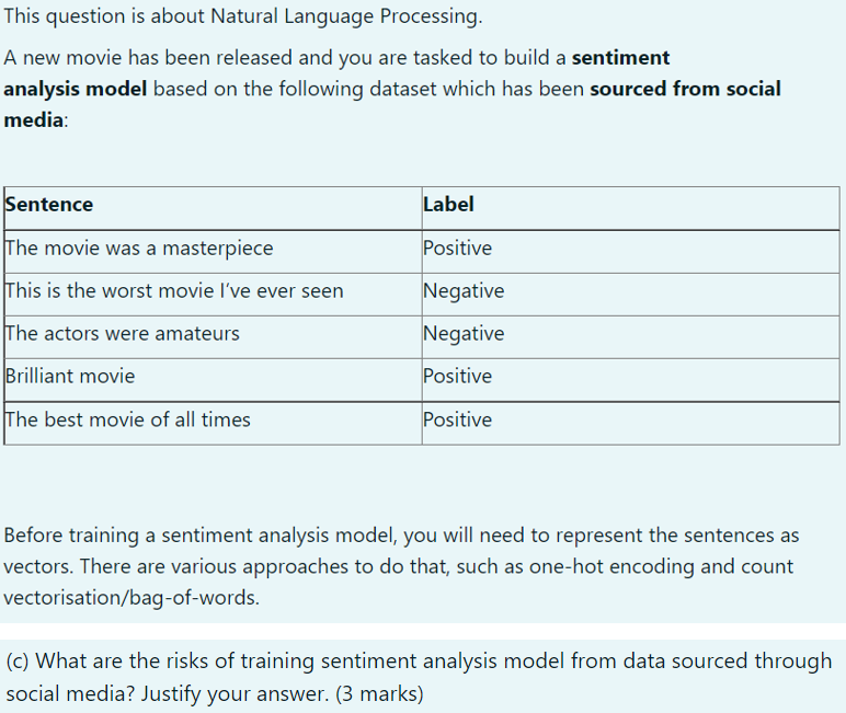 Solved This question is about Natural Language Processing. A | Chegg.com