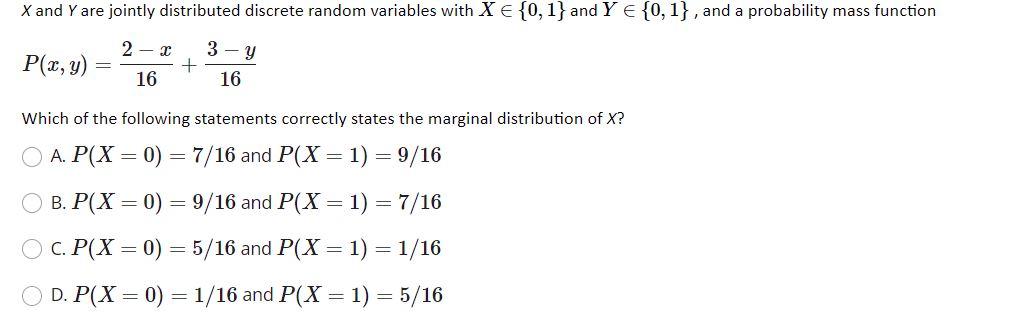 Solved X and Y are jointly distributed discrete random | Chegg.com
