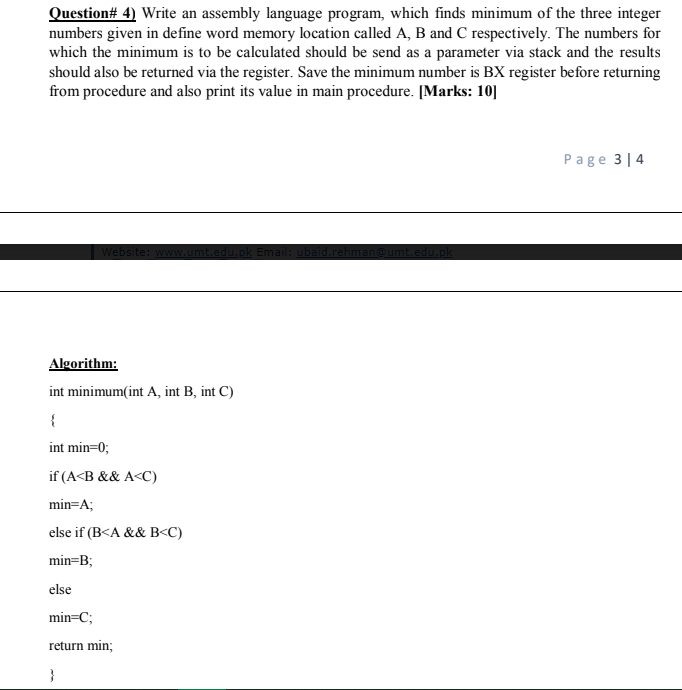 Question 4 Write An Assembly Language Program