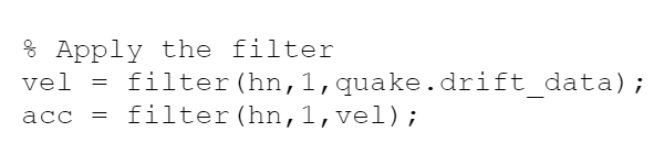 Solved % Apply the filter vel filter (hn, 1, | Chegg.com