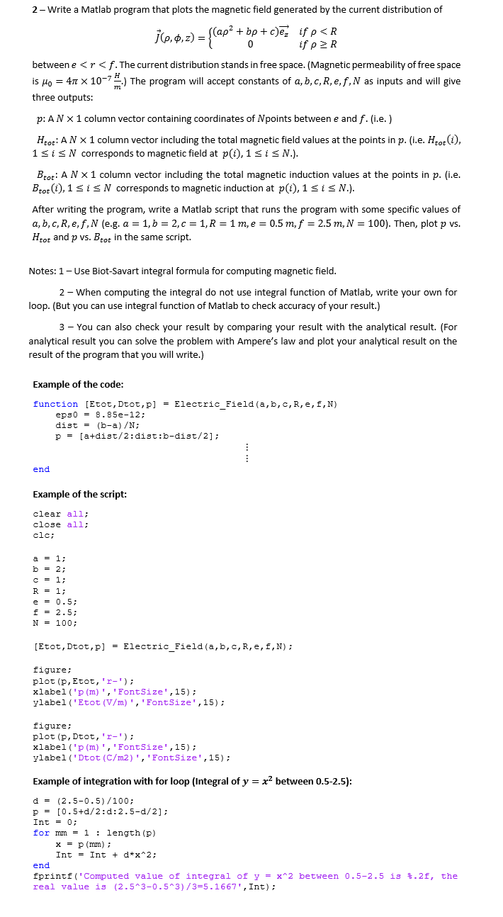 Solved 2-Write a Matlab program that plots the magnetic | Chegg.com