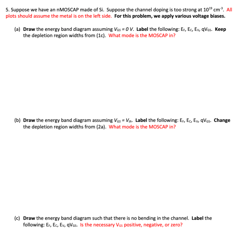 Solved 5. Suppose we have an MOSCAP made of Si. Suppose the | Chegg.com