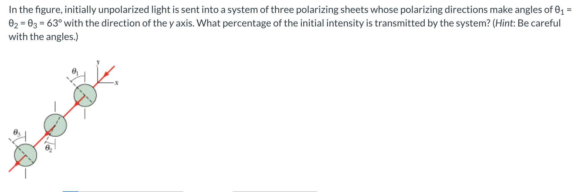 Solved In the figure, initially unpolarized light is sent | Chegg.com
