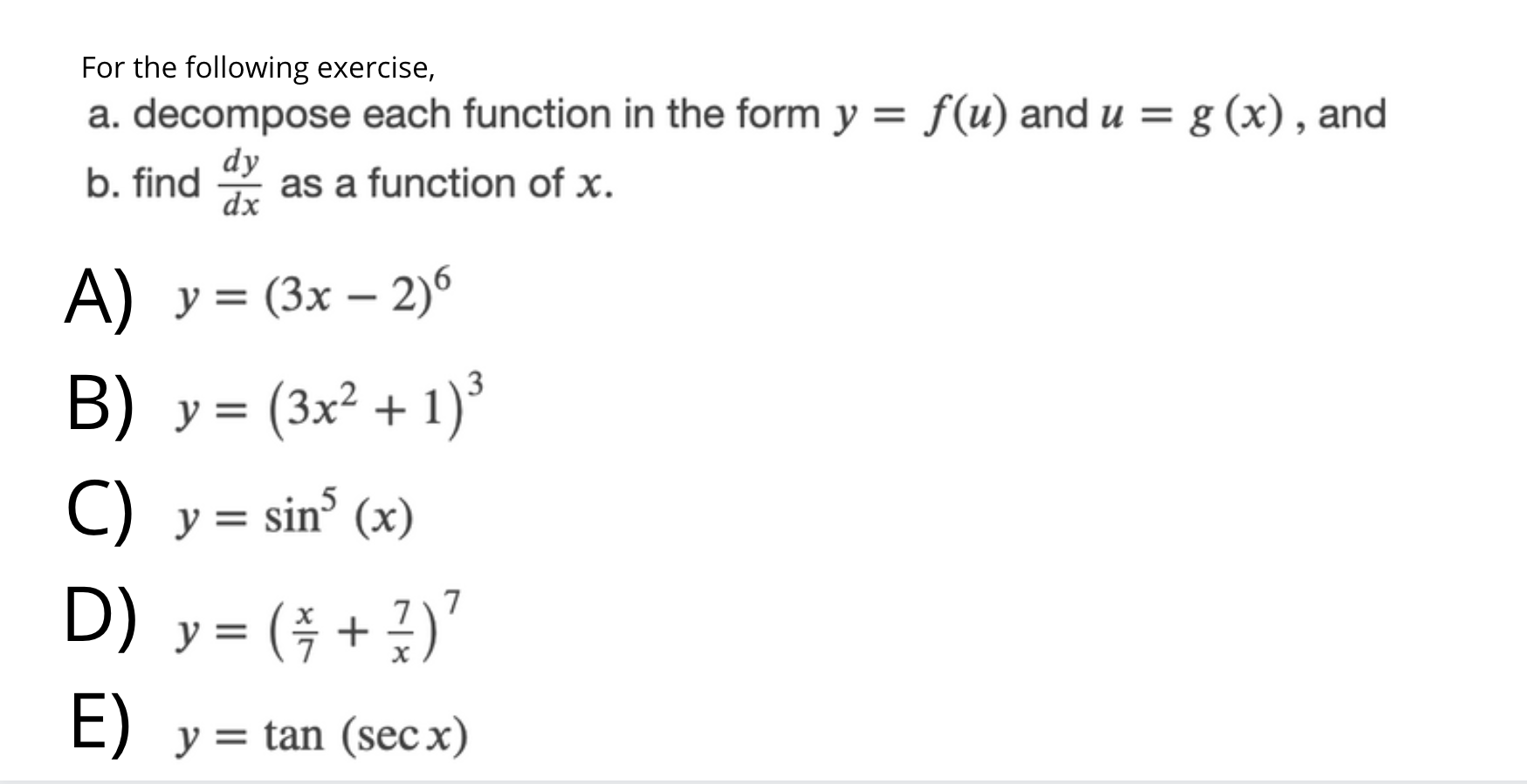 Solved For the following exercise, a. decompose each | Chegg.com
