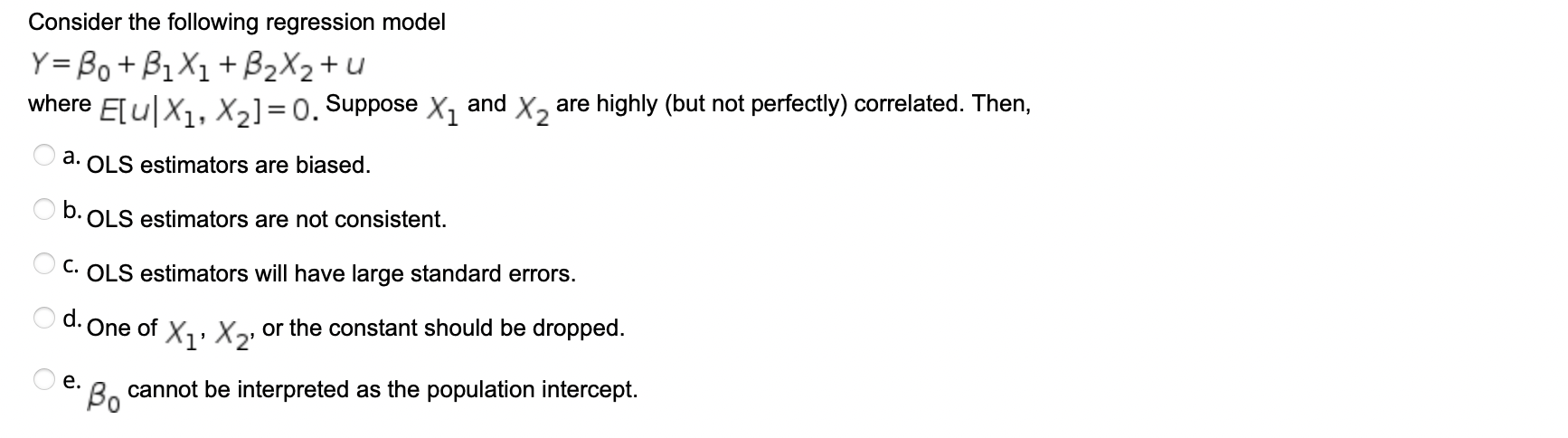 Solved Consider the following regression model Y=BO+B1X1 + | Chegg.com