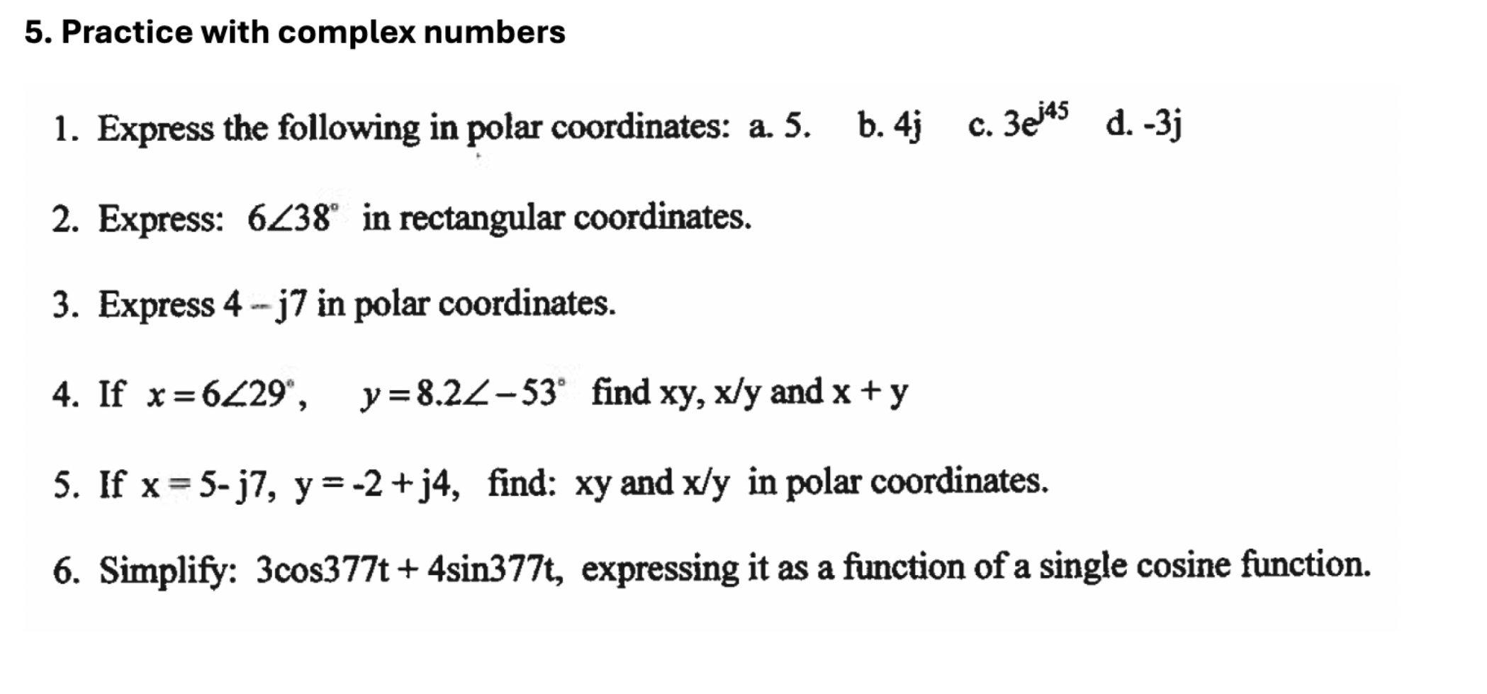 Practice with complex numbersExpress the following in | Chegg.com