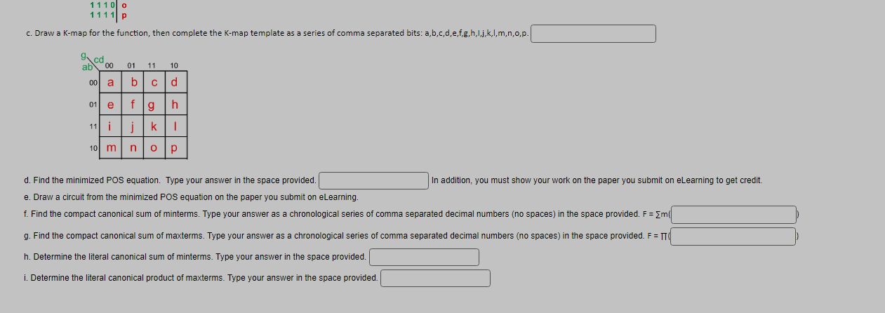 Solved 11111101op c. Draw a K-map for the function, then | Chegg.com