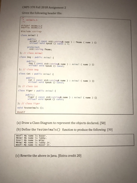 Solved CMPS 370 Fall 2018 Assignment 2 Given the following | Chegg.com