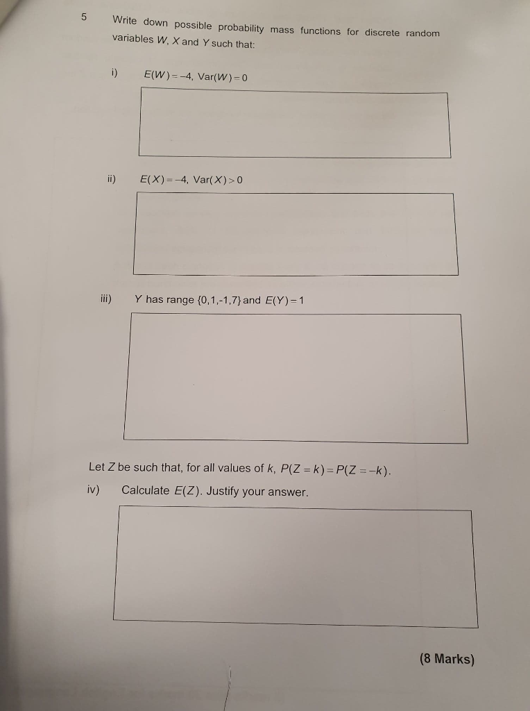 Solved Write down possible probability mass functions for | Chegg.com