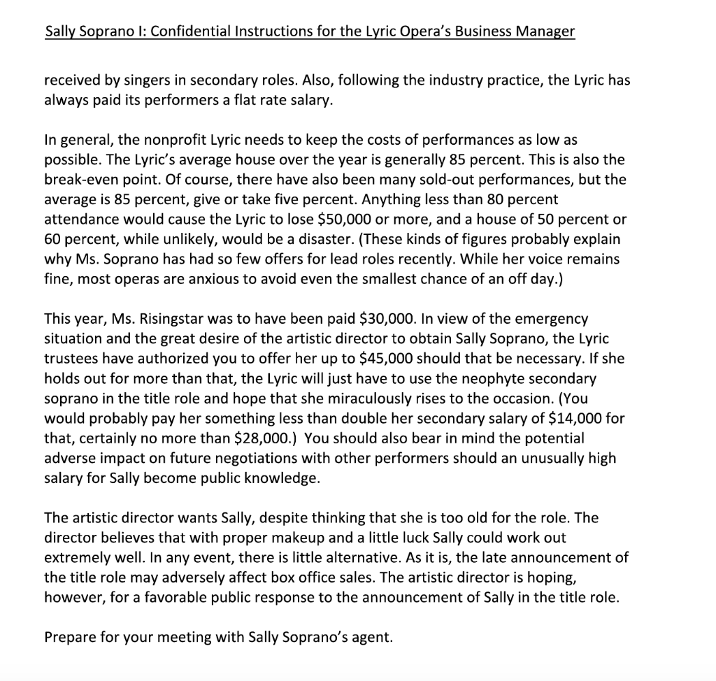 Agents representing Lyric Opera, OVERVIEW: The | Chegg.com