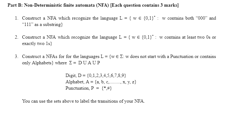 Solved 1. Construct a NFA which recognize the language | Chegg.com