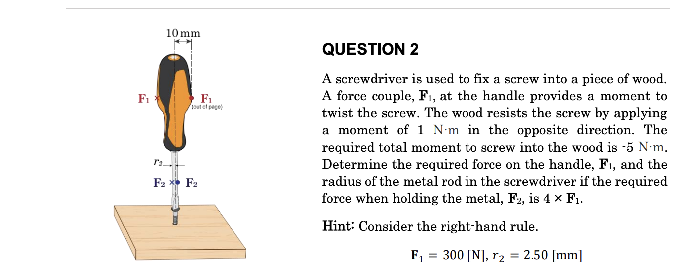 Solved full explanation?? The answer is F1 = 300N and r2 = | Chegg.com