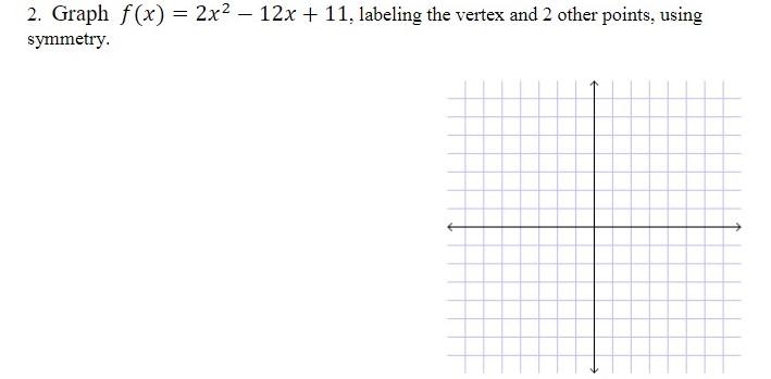 Solved 2. Graph f(x) = 2x2 – 12x + 11, labeling the vertex | Chegg.com