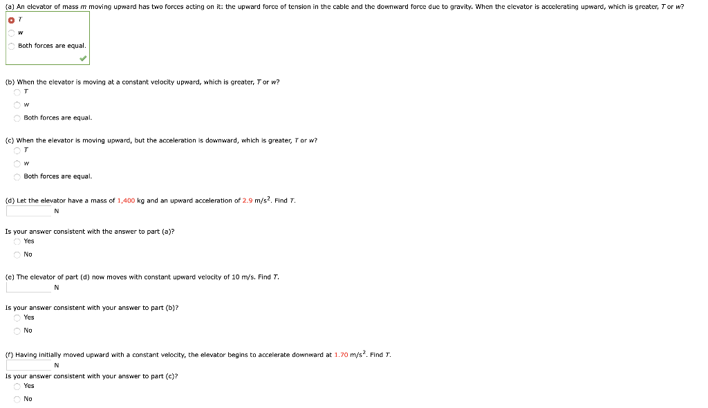 Solved (a) An elevator of mass m moving upward has two | Chegg.com