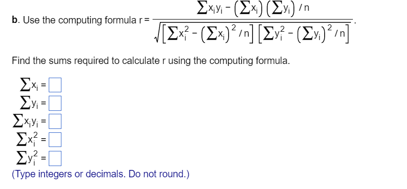 Solved For the data shown to the right, determine the linear | Chegg.com