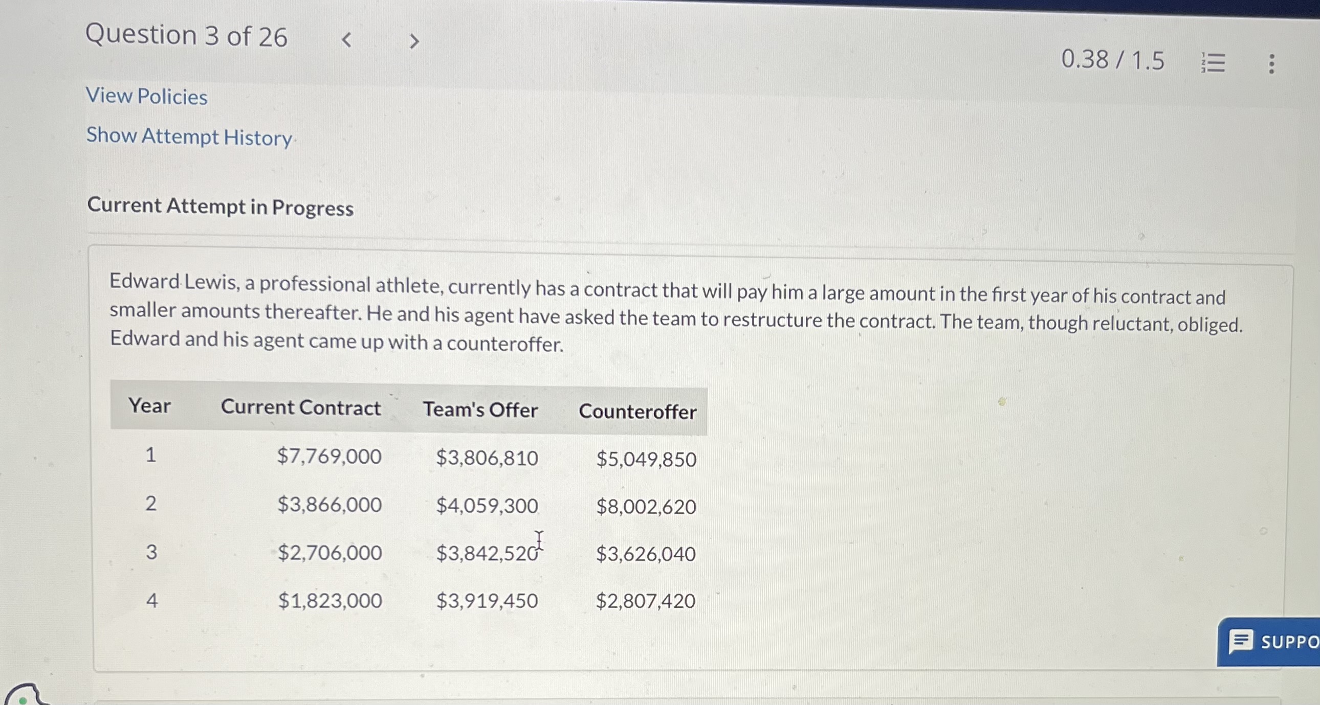 Solved Question ﻿3 ﻿of 260.381.5View PoliciesShow Attempt | Chegg.com