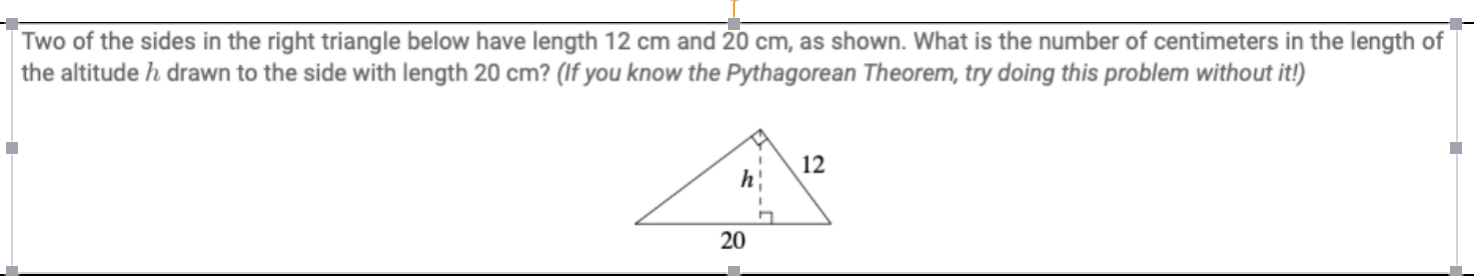Solved Two of the sides in the right triangle below have | Chegg.com