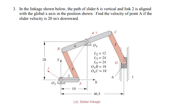 Solved 3. In the linkage shown below, the path of slider 6 | Chegg.com