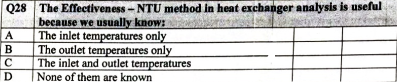 Solved Q28 The Effectiveness -- NTU method in heat exchanger | Chegg.com