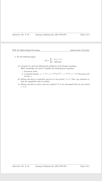 ECE 451 Digital Signal Processing Jacdson State | Chegg.com