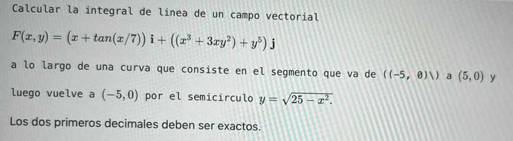Solved Calculate the line integral of a vector field along | Chegg.com