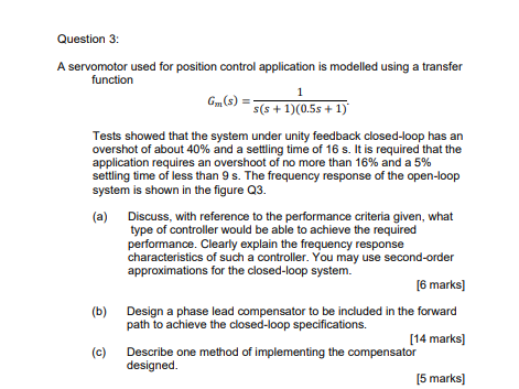 Solved A servomotor used for position control application is | Chegg.com