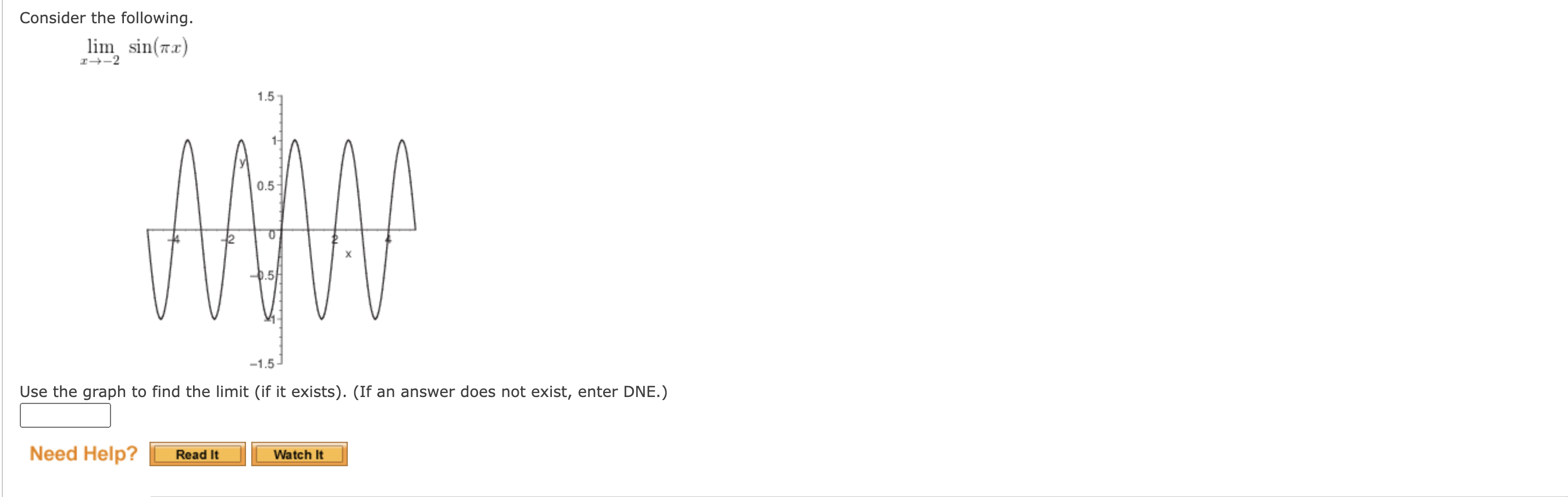 Solved Consider the following. limx→−2sin(πx) Use the graph | Chegg.com