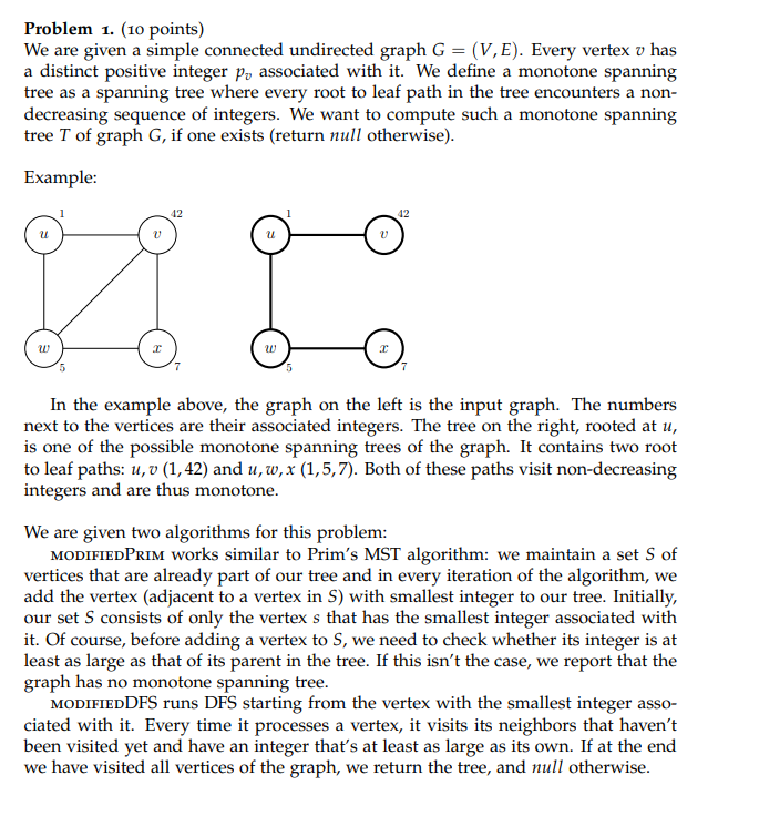 Solved Problem 1. (10 points) We are given a simple | Chegg.com